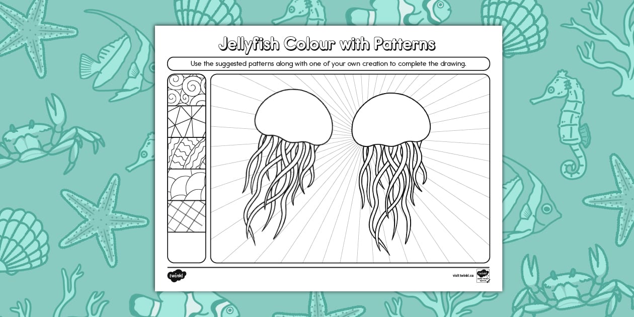 Jellyfish Colour with Patterns Activity - Twinkl