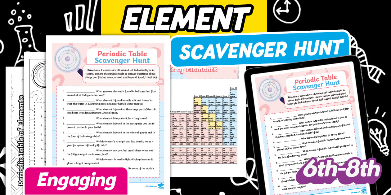 Element Scavenger Hunt for 6th-8th Grade (teacher made)