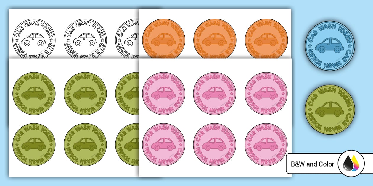 Car Wash Dramatic Play Tokens (teacher made) - Twinkl