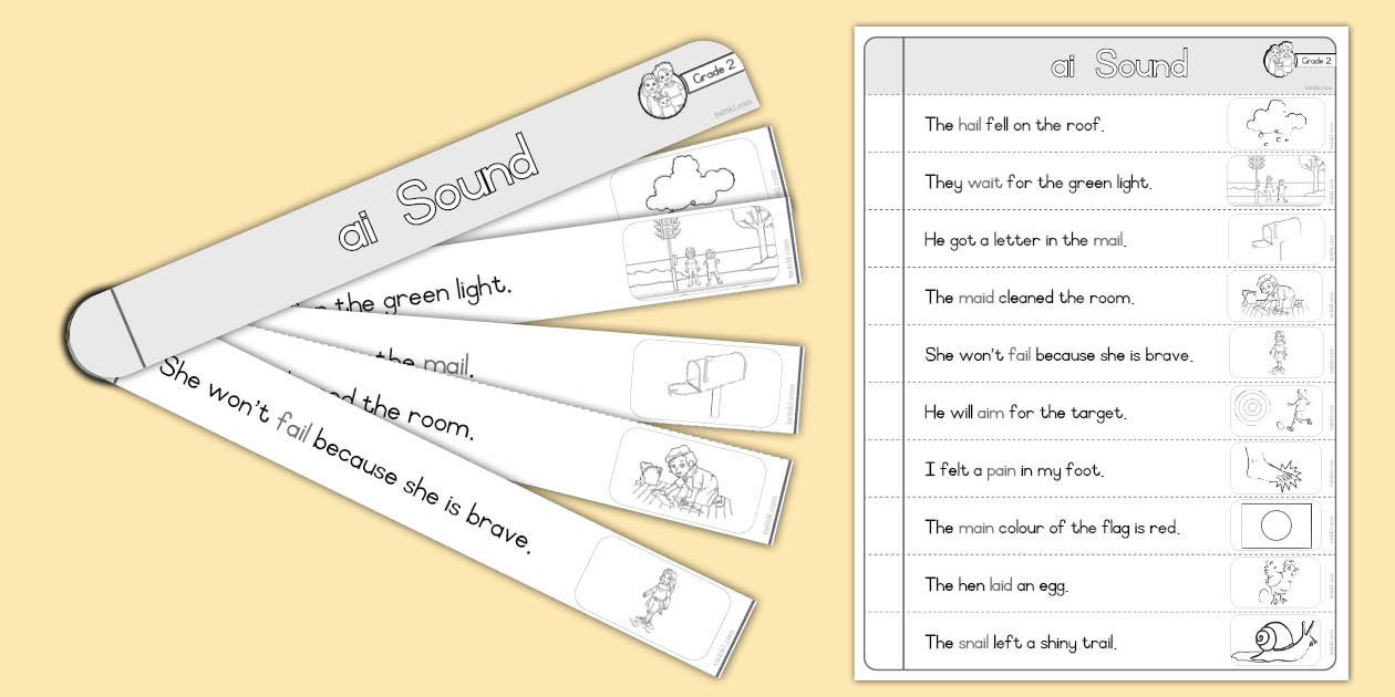 Grade 2 Phonics Reading Strips ai