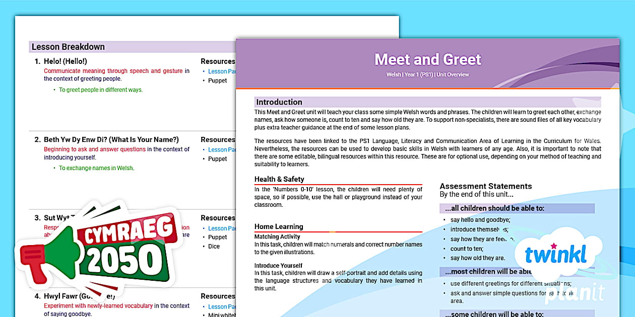 Welsh: Meet and Greet: Planning Overview - Twinkl