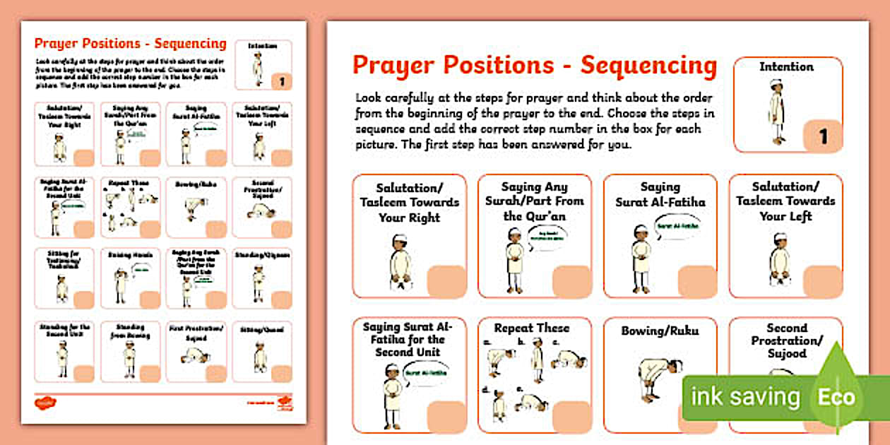 Prayer Positions Ordering Activity - Primary Resources - KS1