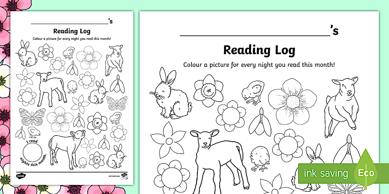 Cursive Spring-Themed Colour In Reading Log (teacher made)