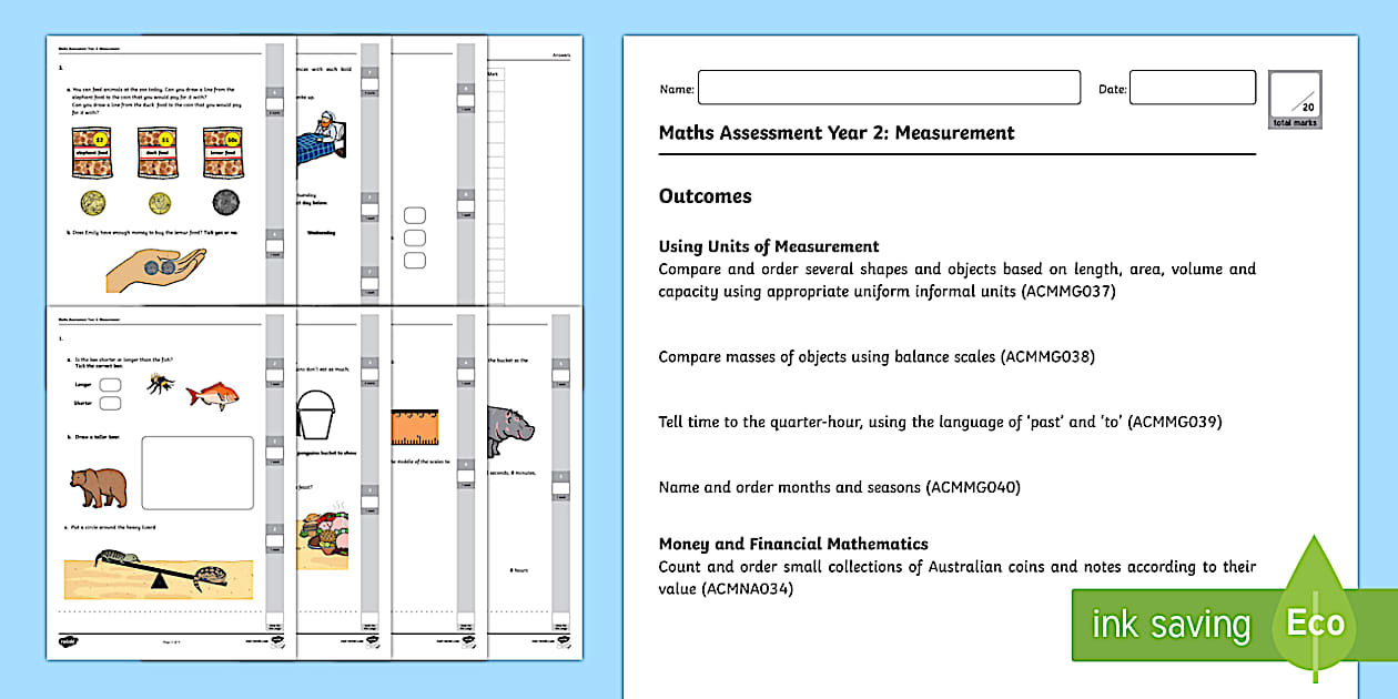 Year 2 Measurement Maths Test (teacher made) - Twinkl