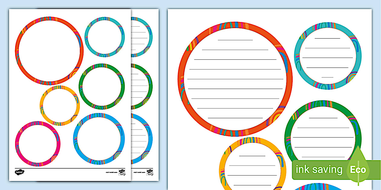Colourful Circles Writing Template (teacher made) - Twinkl