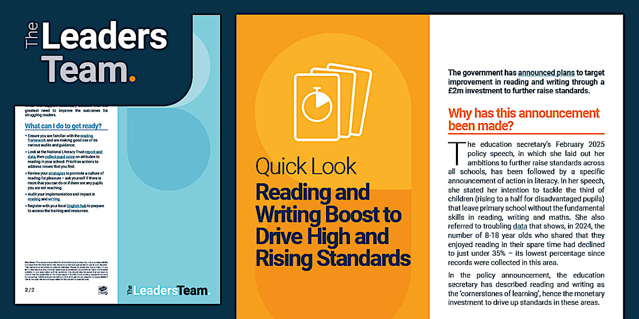 Quick Look: Reading and Writing Boost to Drive High and Rising Standards