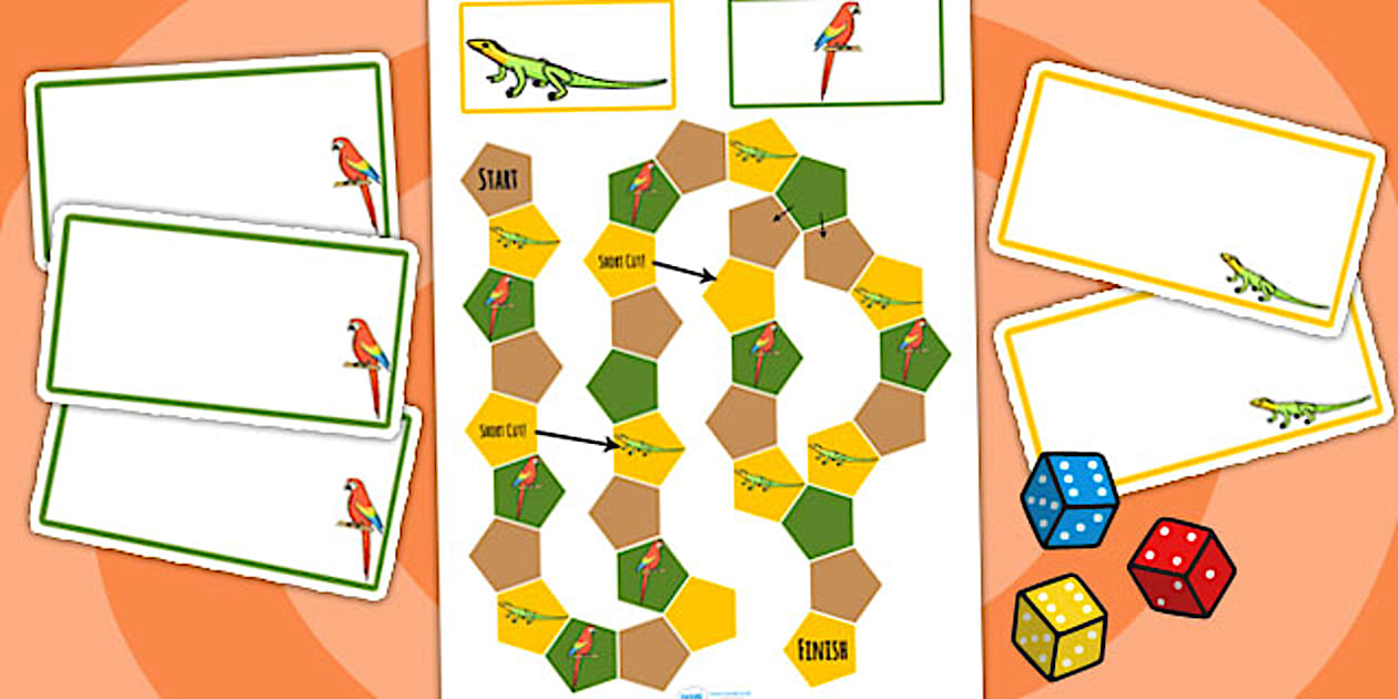 Parrot and Lizard Editable Game Board (teacher made)