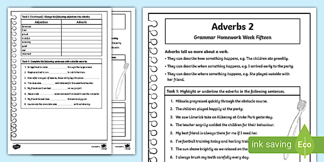 Grammar Homework Week Fifteen (teacher made) - Twinkl