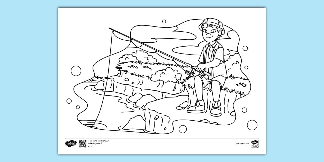 Fishing Rod Colouring | Colouring Sheets