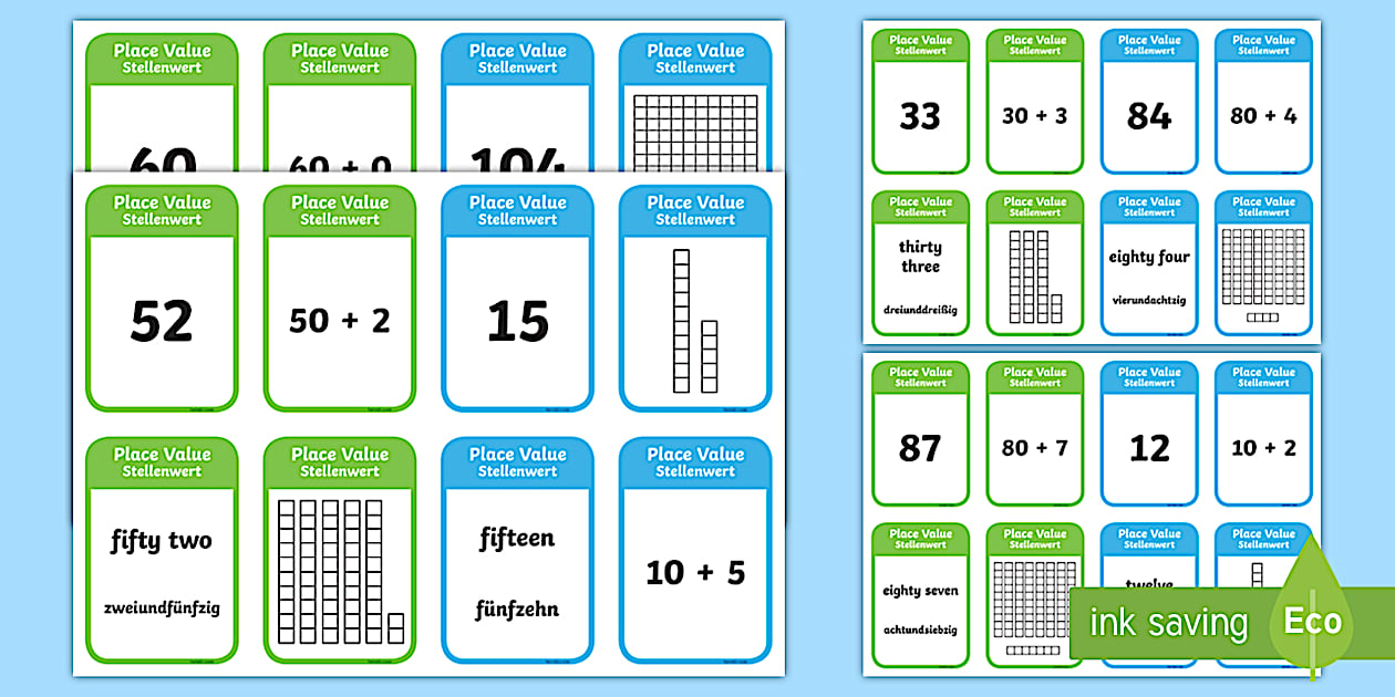 Place Value Go Fish Style Activity English/German - Twinkl