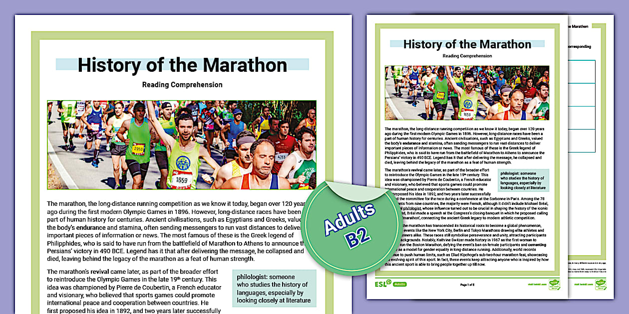 ESL History of the Marathon [Adults, B2] (Teacher-Made)
