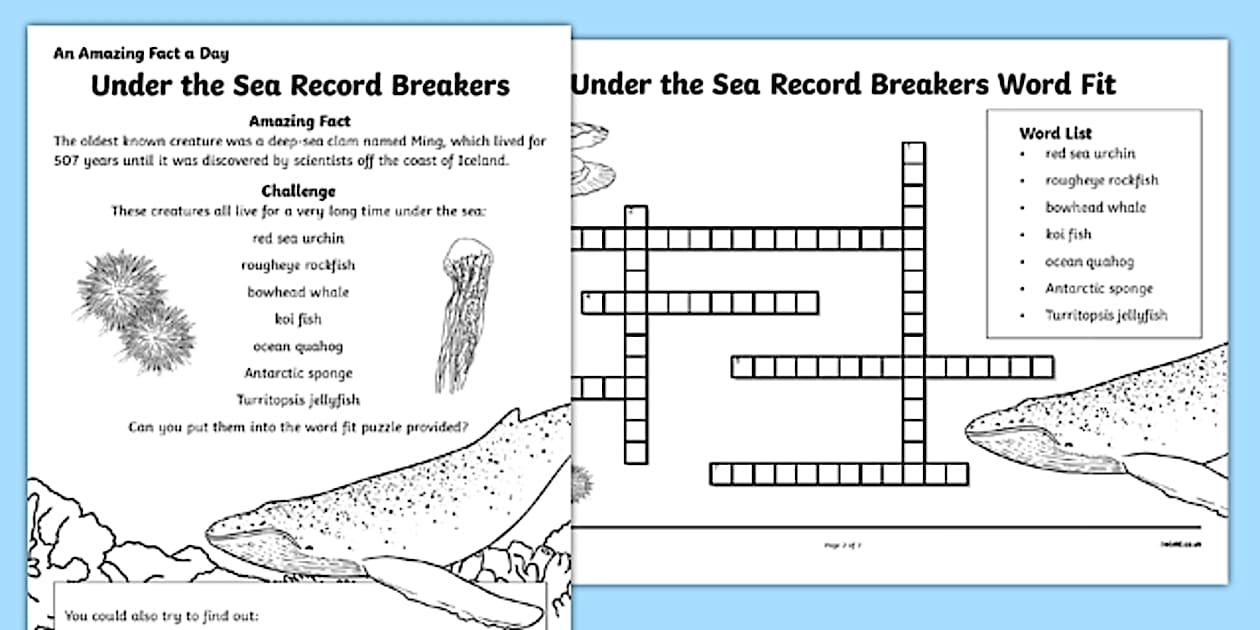 Editable Under the Sea Record Breakers Worksheet - Twinkl