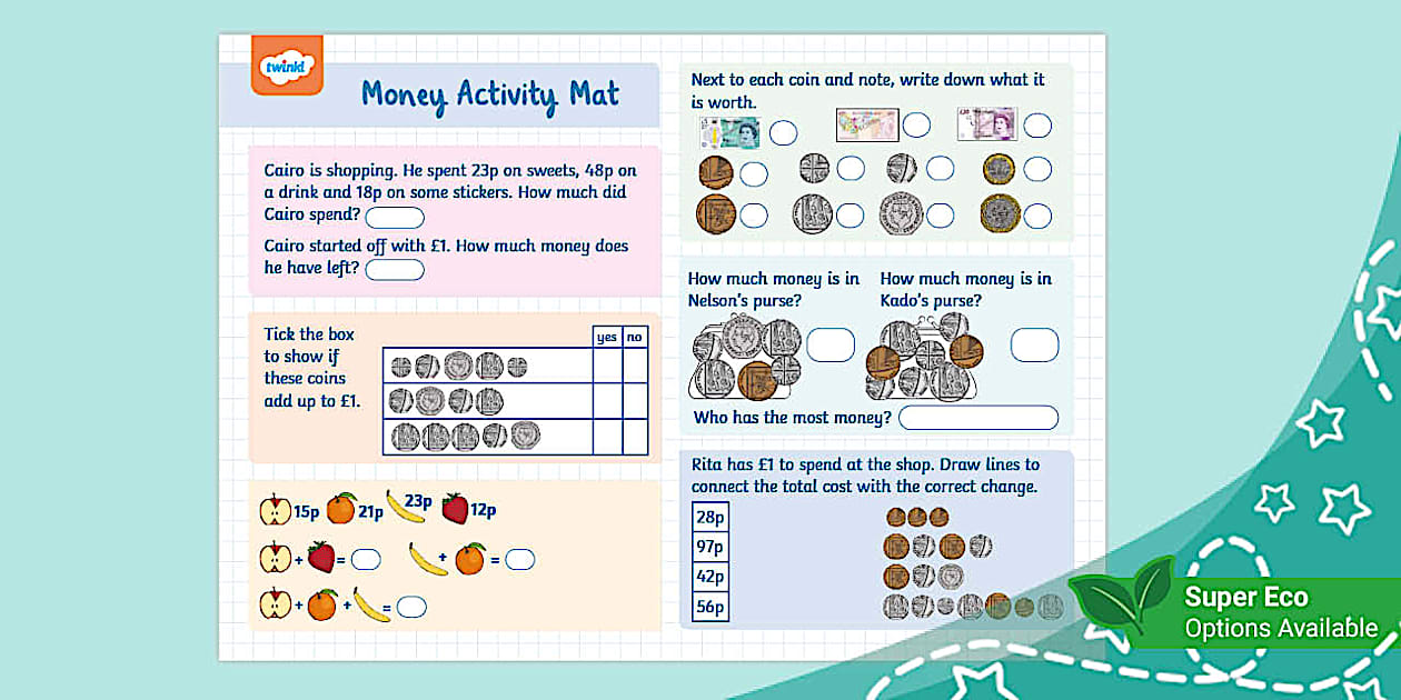 Money Activity Mat (Ages 5 - 7) (teacher made) - Twinkl