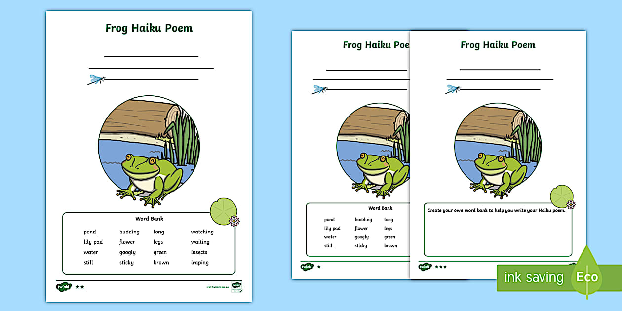 Frog Haiku Poem Differentiated Worksheets - Twinkl