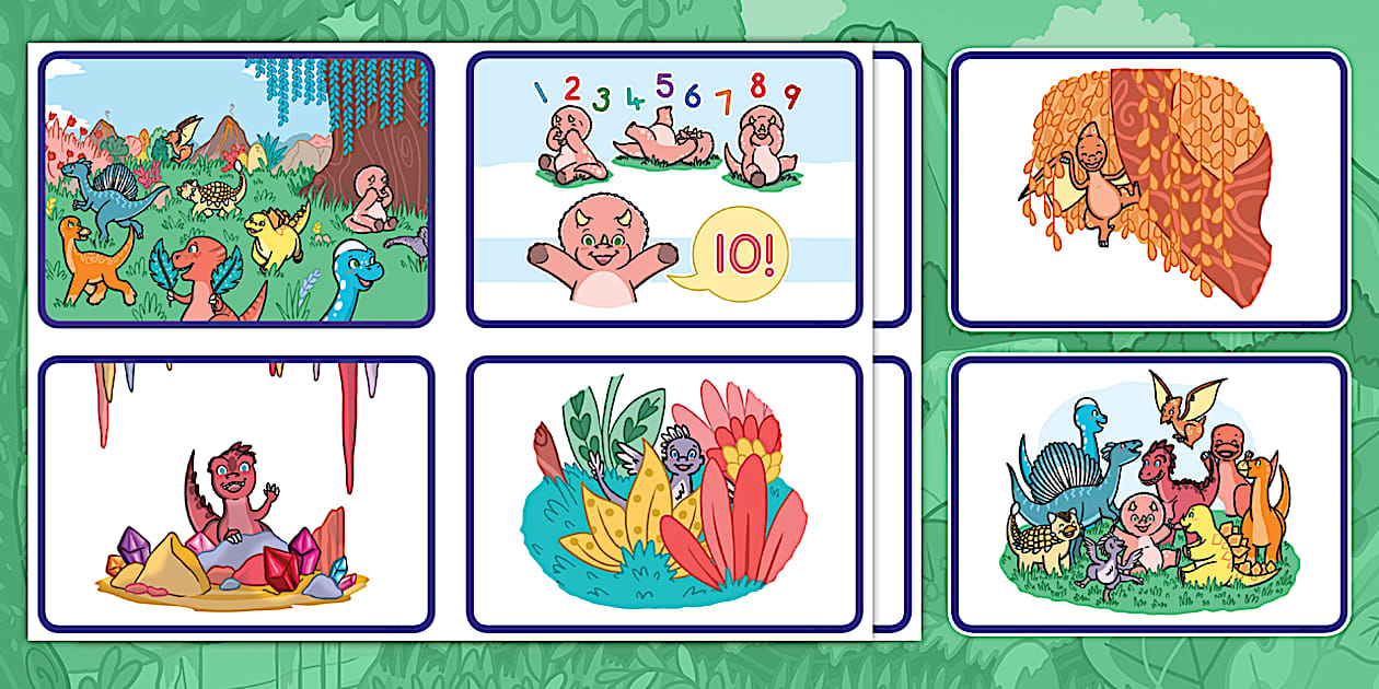 Hide-a-Saurus Story Sequencing Cards (Teacher-Made) - Twinkl