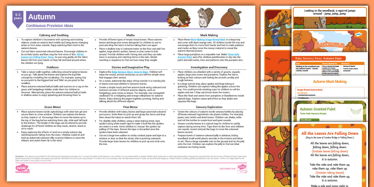 EYFS Autumn Provision Ideas Resource Pack (Ages 0-2)