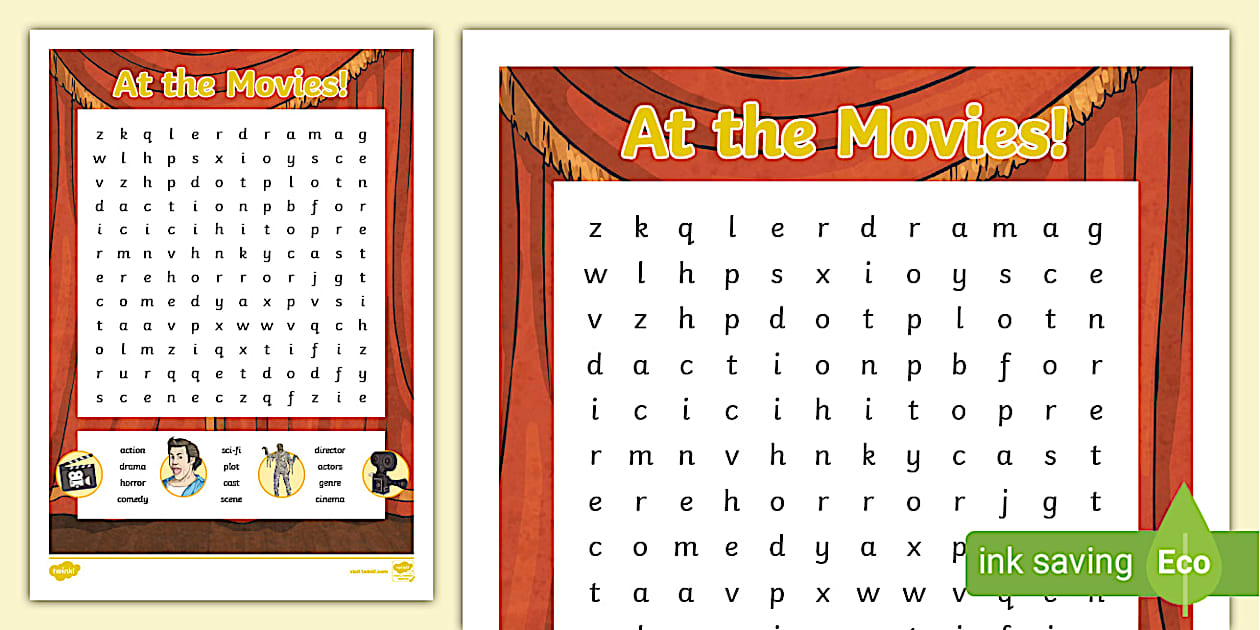 At the Movies! - Movie Word Search (Teacher-Made) - Twinkl