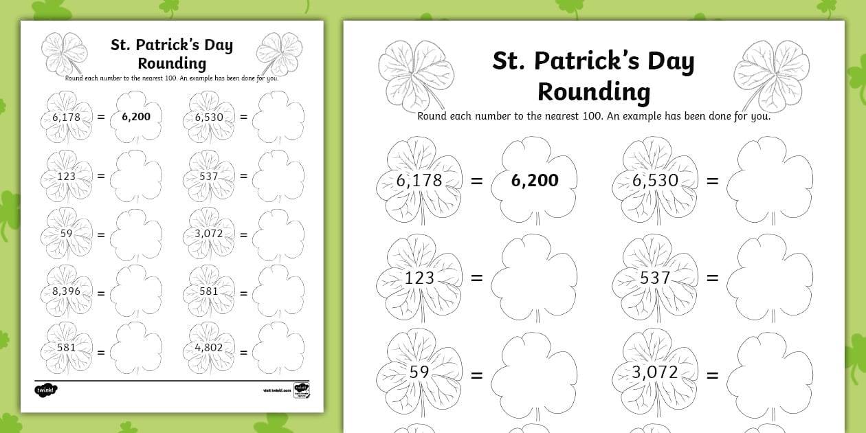 St. Patrick's Day Rounding to the Nearest 100 Activity