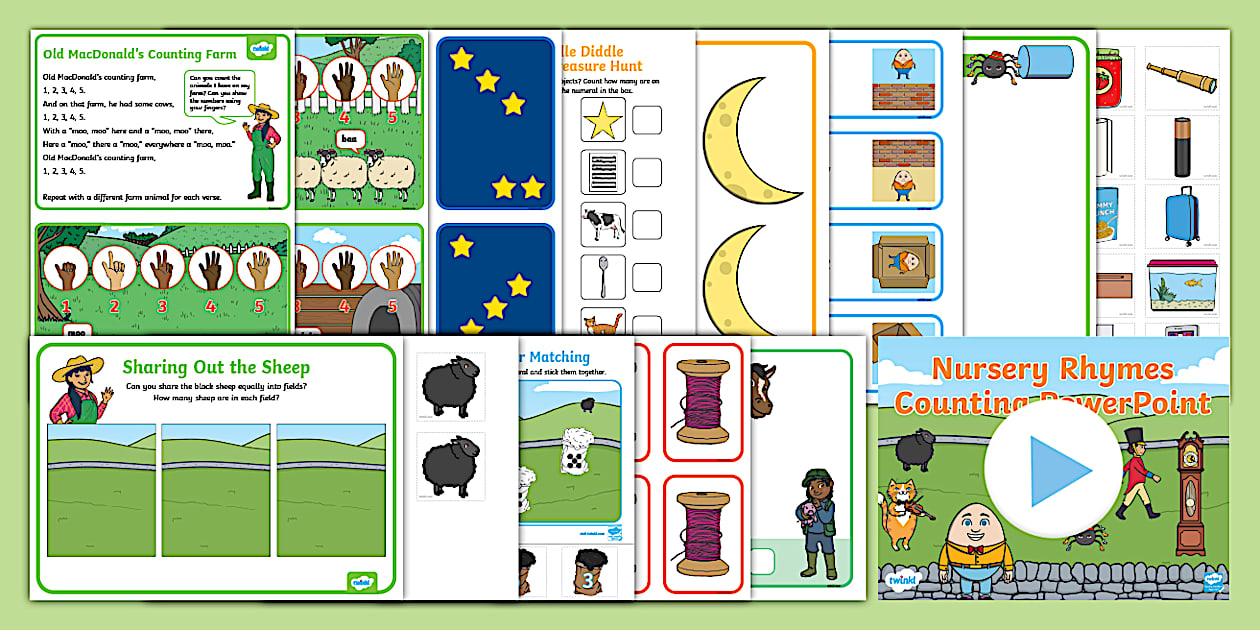 EYFS Nursery Maths Activity Pack: Nursery Rhymes - Twinkl