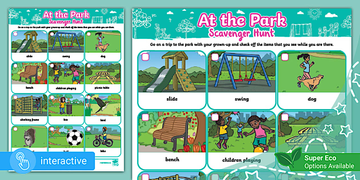 At the Park Scavenger Hunt (teacher made) - Twinkl