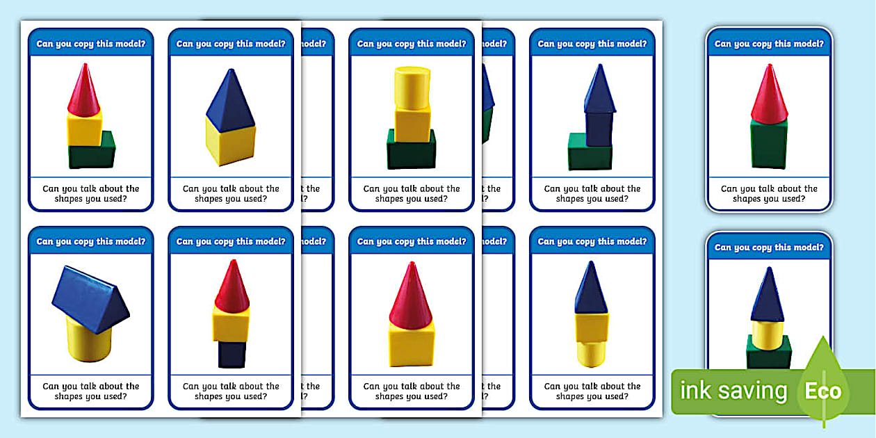 👉 3D Shape Models Challenge Cards (teacher made) - Twinkl