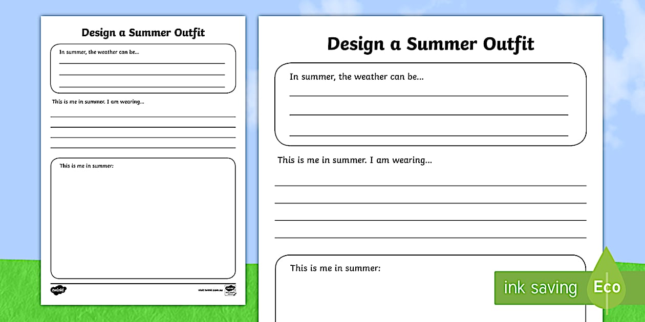 Design a Summer Outfit Worksheet / Worksheet (teacher made)