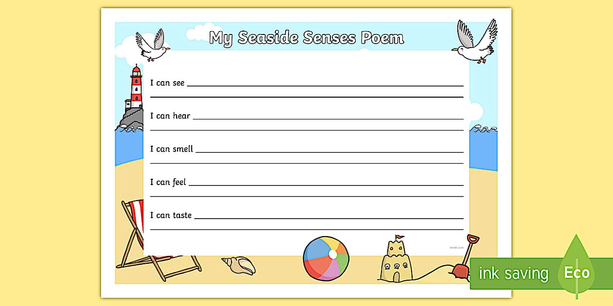 Seaside Senses Poem | Poetry | Twinkl (Teacher-Made)