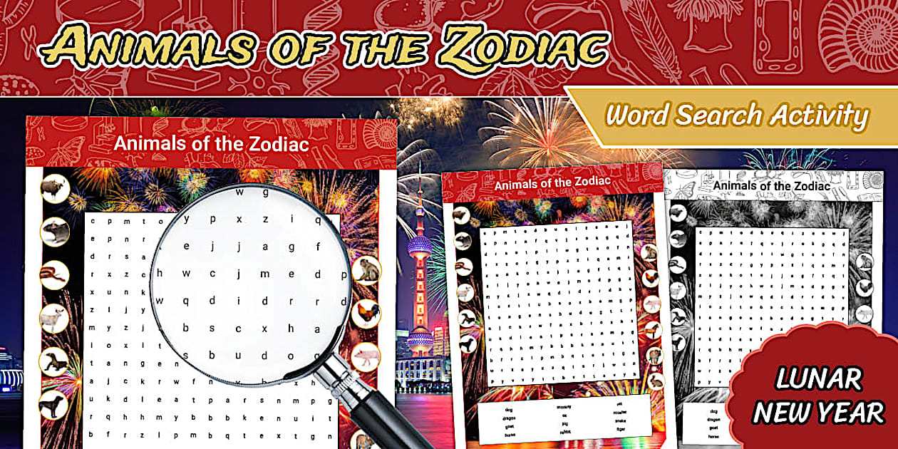 Zodiac Animals Word Search Activity