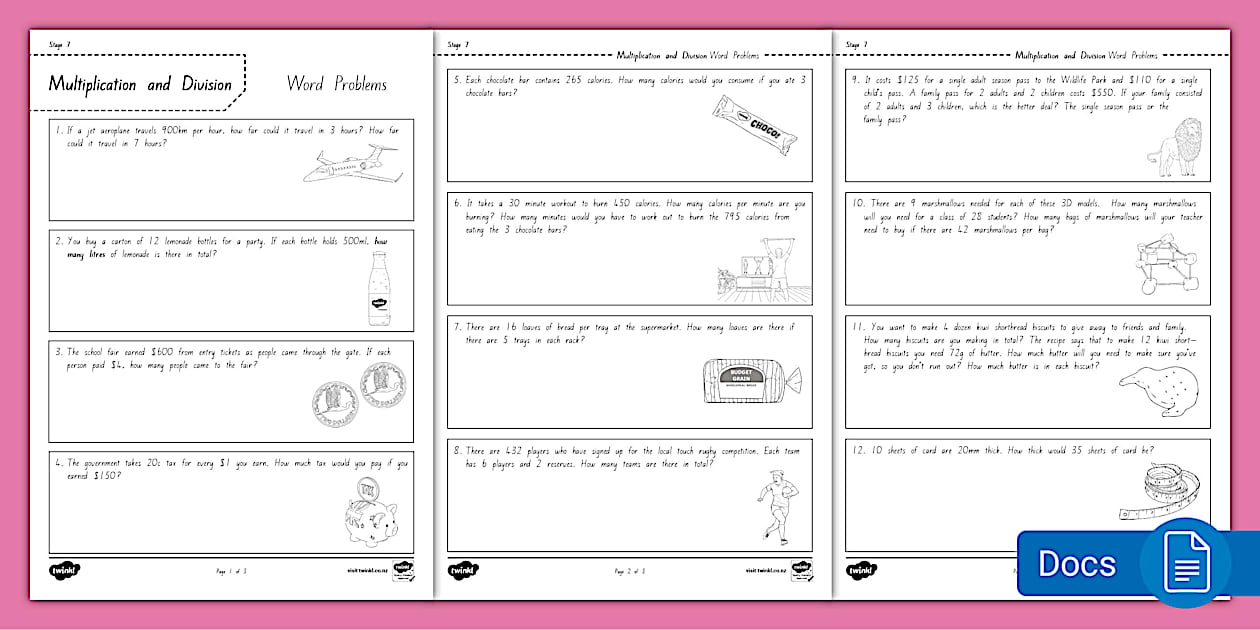 Stage 7 (Phase 2-3) Multiplication & Division Word Problems Set 2