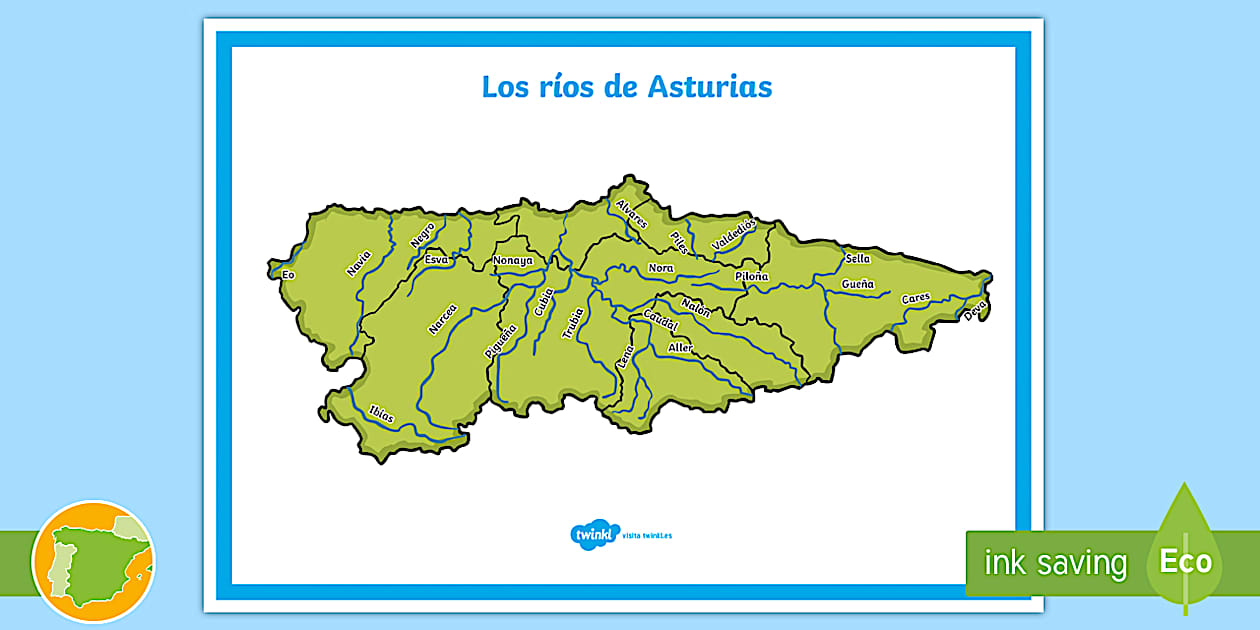 Póster: Los ríos de Asturias (teacher made) - Twinkl