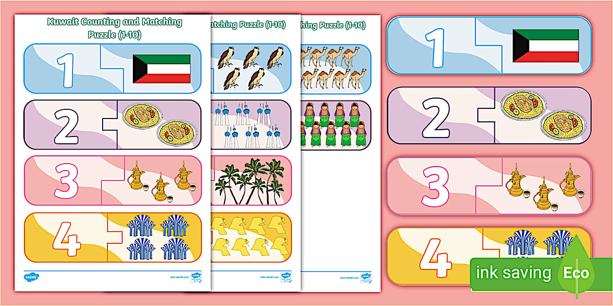 Kuwait Counting Puzzle (teacher made) - Twinkl