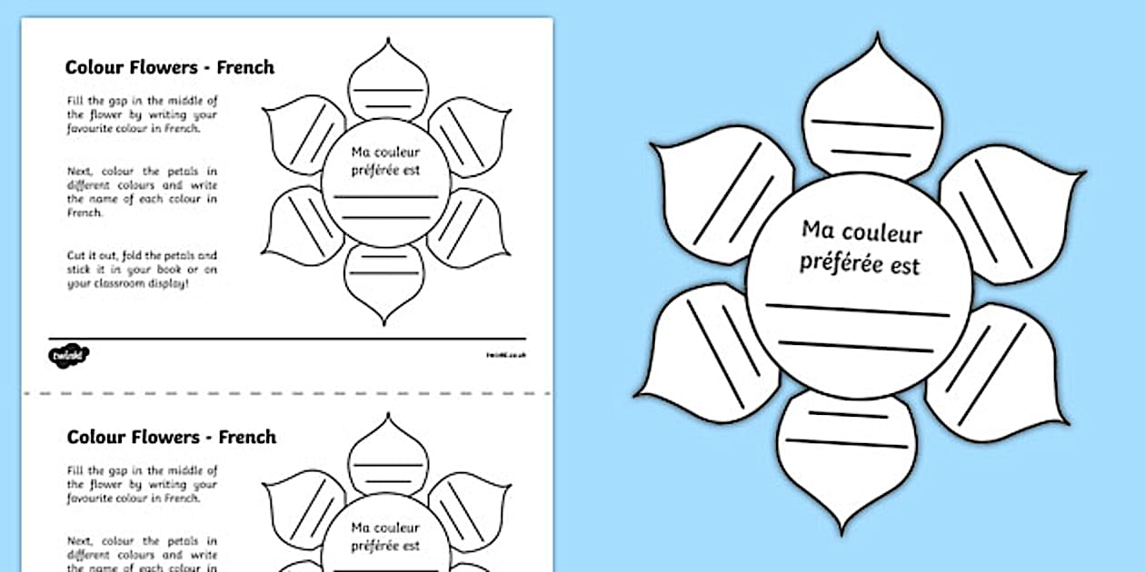 MFL French Colour Flowers Worksheet / Worksheet, worksheet