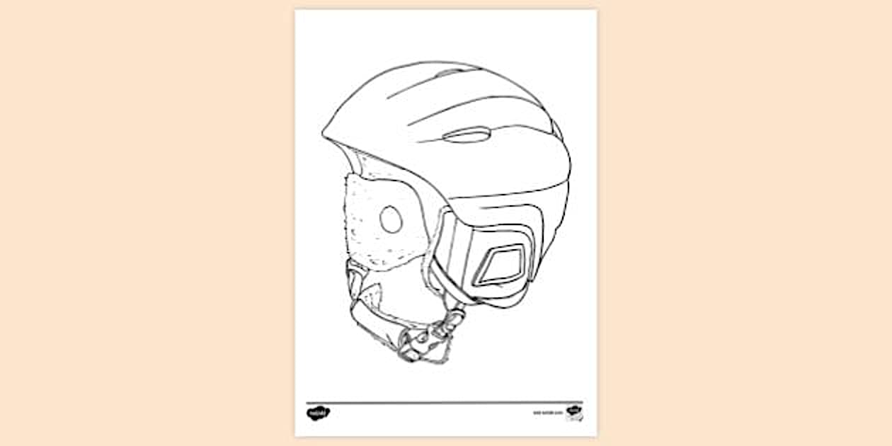 Ski Helmet Colouring Sheet (teacher made) - Twinkl