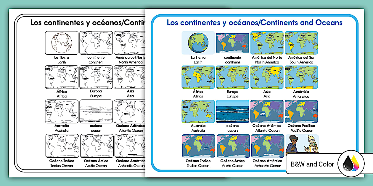 Continents and Oceans Word Mat | Twinkl USA (Teacher-Made)