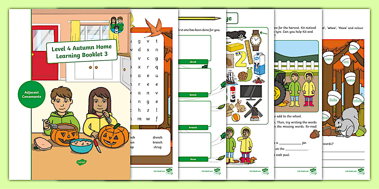 Adjacent Consonant Word Home Learning Booklet - Twinkl