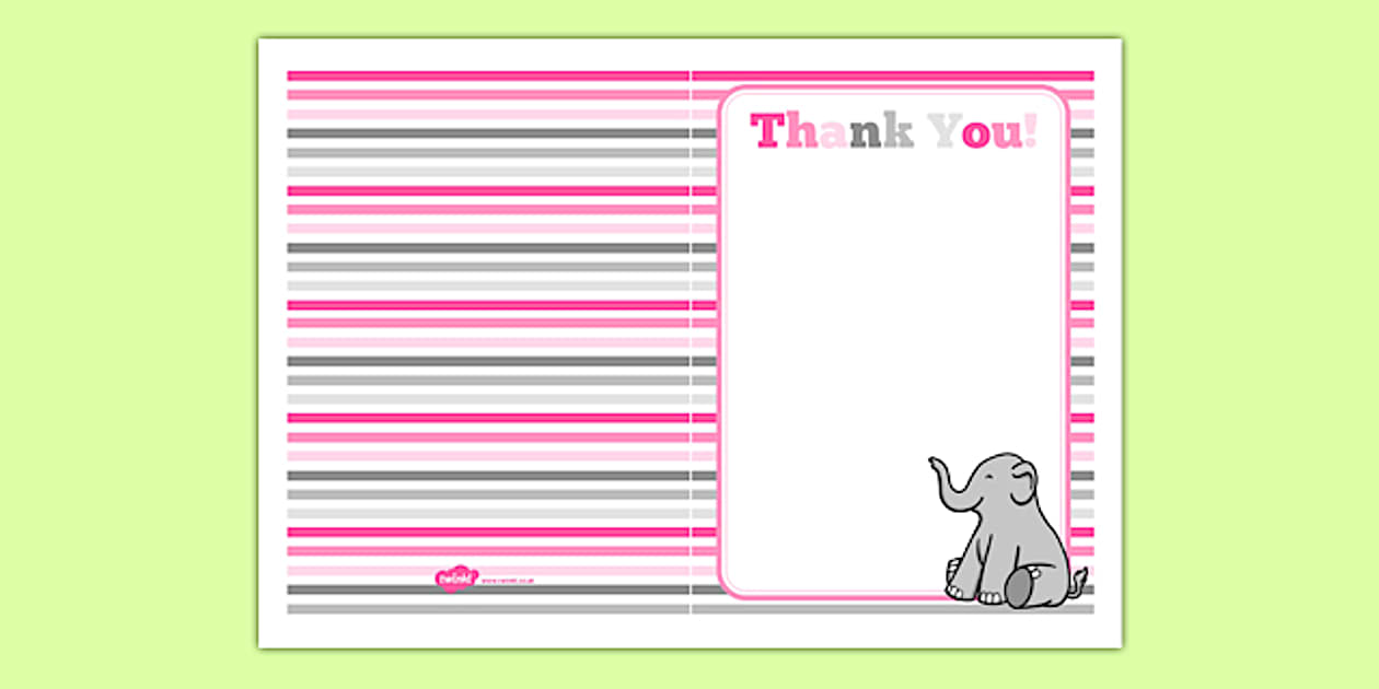 Baby Shower Thank You Card Pink Themed (teacher made)