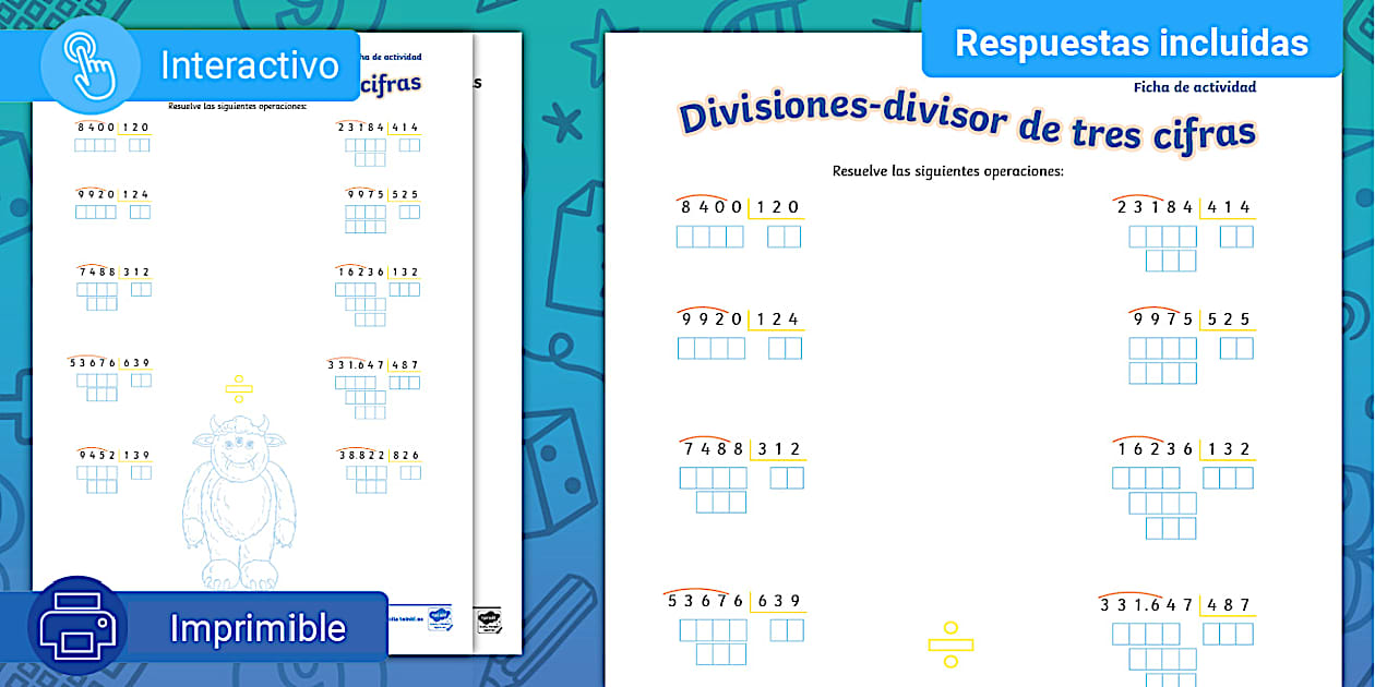 Ficha de actividad divisiones de tres cifras ejercicios