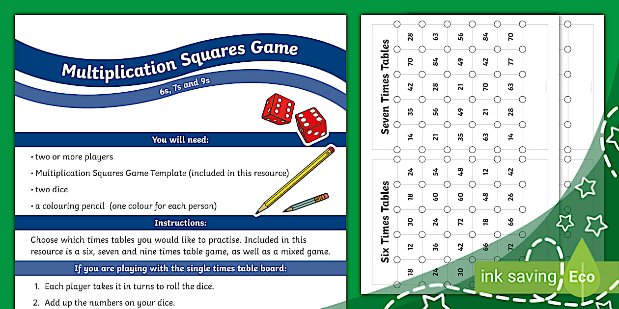 Multiplication Squares Game