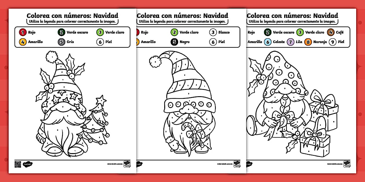 Colorear con números: Navidad (teacher made) - Twinkl
