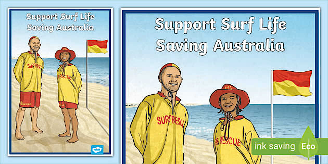 Support Surf Life Saving Persuasive Display Poster - Twinkl