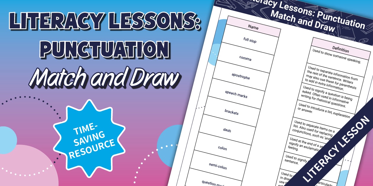 Literacy Lessons: Punctuation Match and Draw