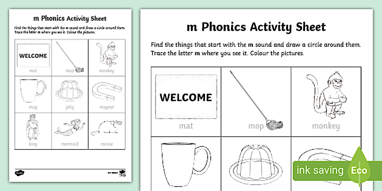 Letter M Phonics Worksheet (Teacher-Made) - Twinkl