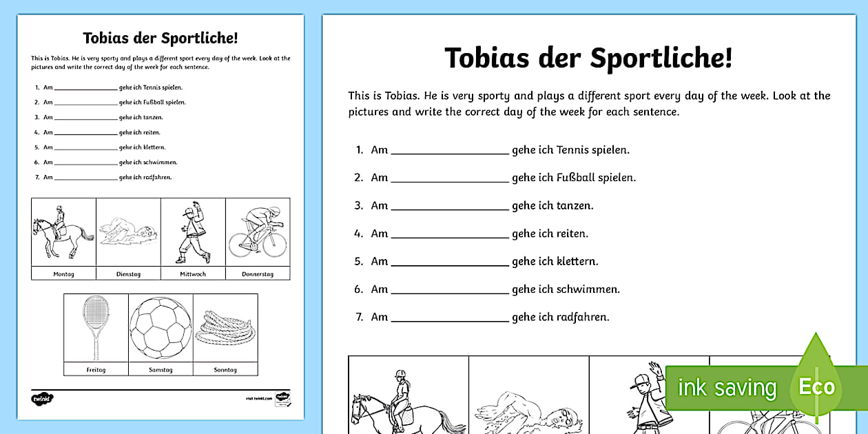 Days of the Week Worksheet / Worksheet German - Twinkl