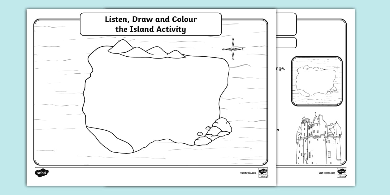 Listen, Draw and Colour Island Activity (teacher made)
