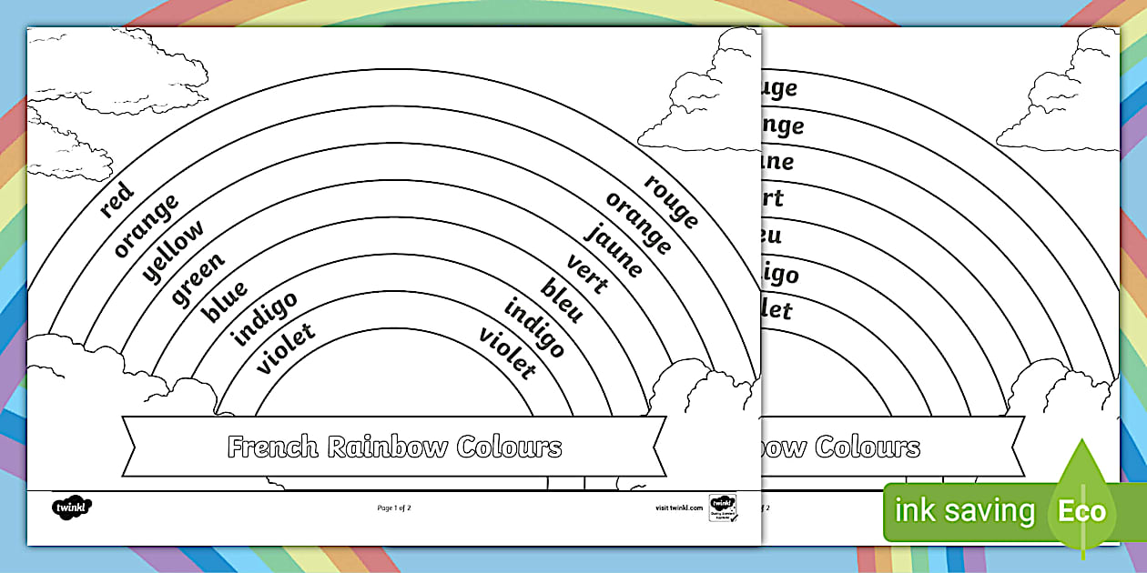 French Rainbow Colouring Activity (teacher made) - Twinkl