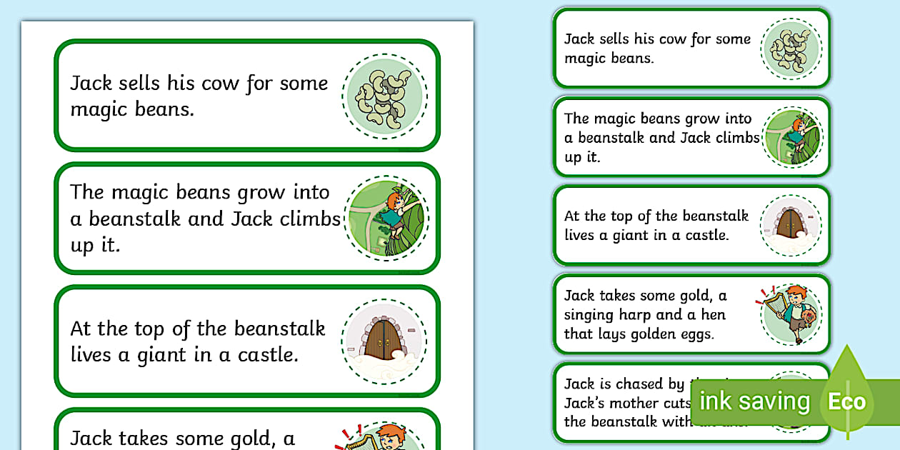 Editable Jack and the Beanstalk Story Sequencing Cut and Stick Activity
