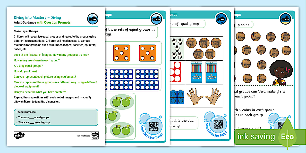 👉 Year 2 Diving into Mastery: Make Equal Groups Activity Cards