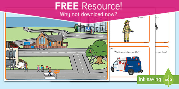 FREE Community Helpers Scene and Question Cards