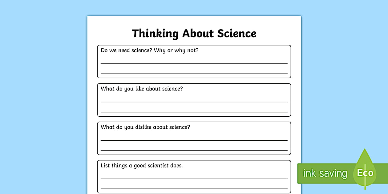 TAS Thinking About Science Writing Worksheet - Twinkl