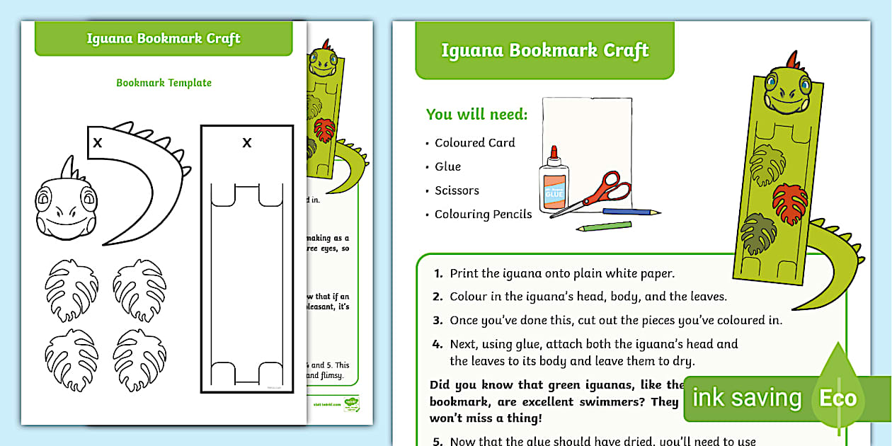 Twinkl's Free Iguana Bookmark Craft for : Download now!